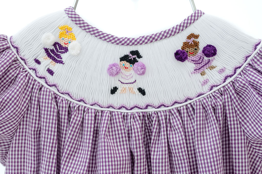 Purple and White Smocked Cheerleader Outfit I Ruth and Ralph