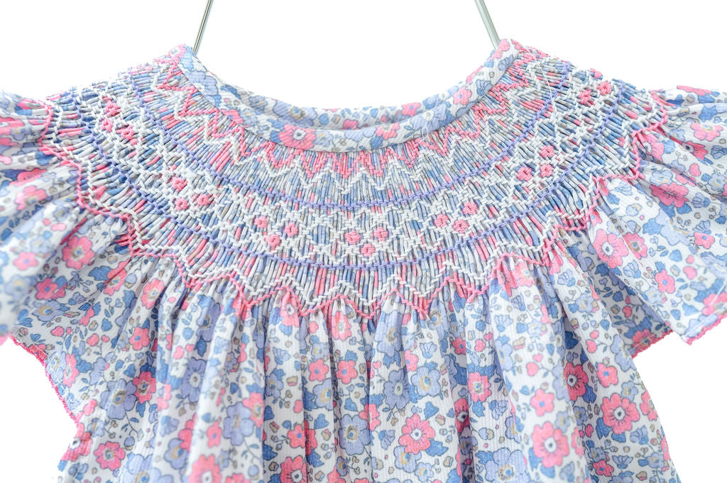 Smocked Periwinkle Floral Dress | Ruth and Ralph