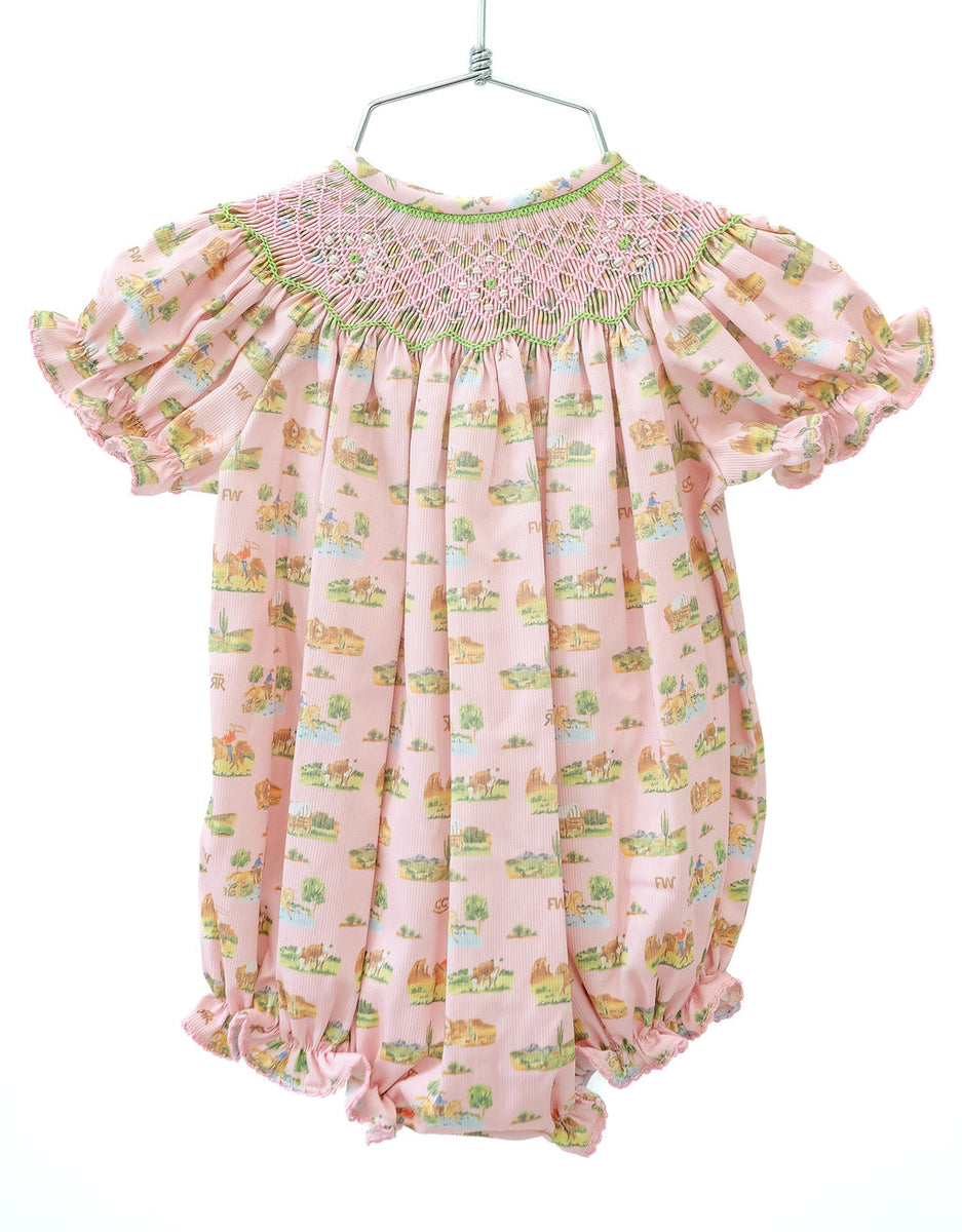 Smocked Cowgirl Toile Bubble I Ruth and Ralph